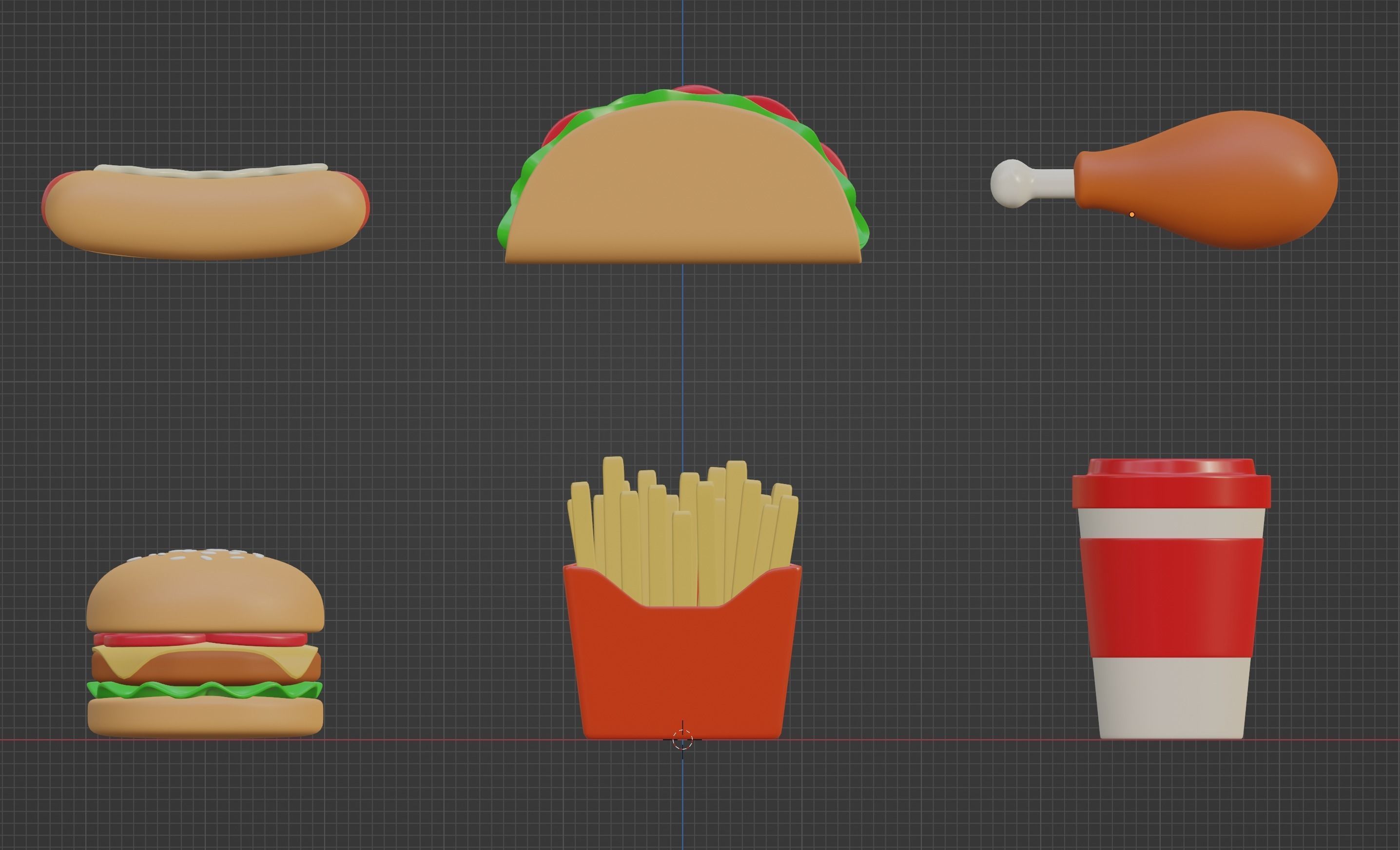 Fast Food Set 3D model | CGTrader