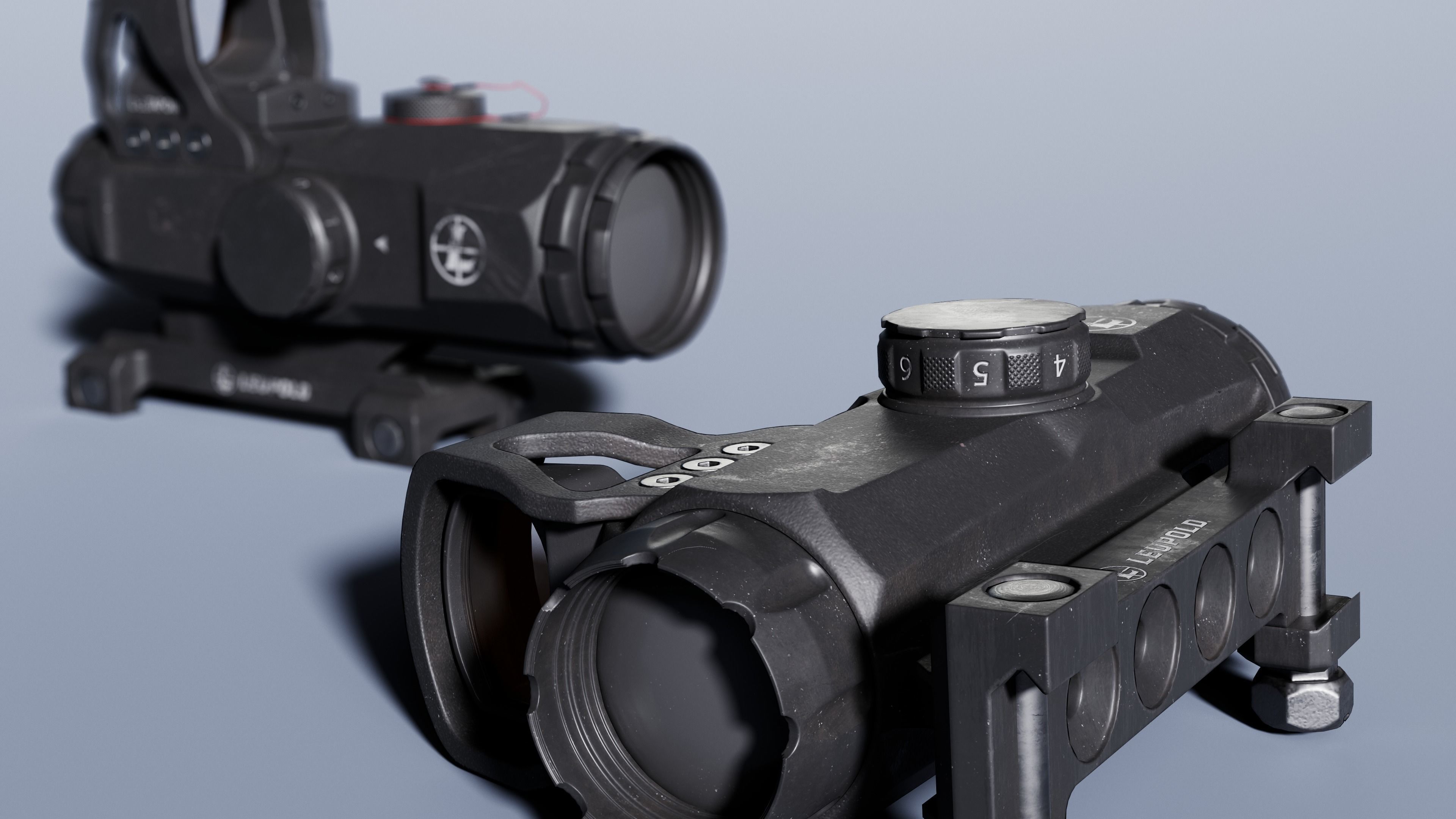 3D model Leupold Mark 4 HAMR Scope and DeltaPoint Red Dot Sight 3D Model VR / AR / low-poly ...
