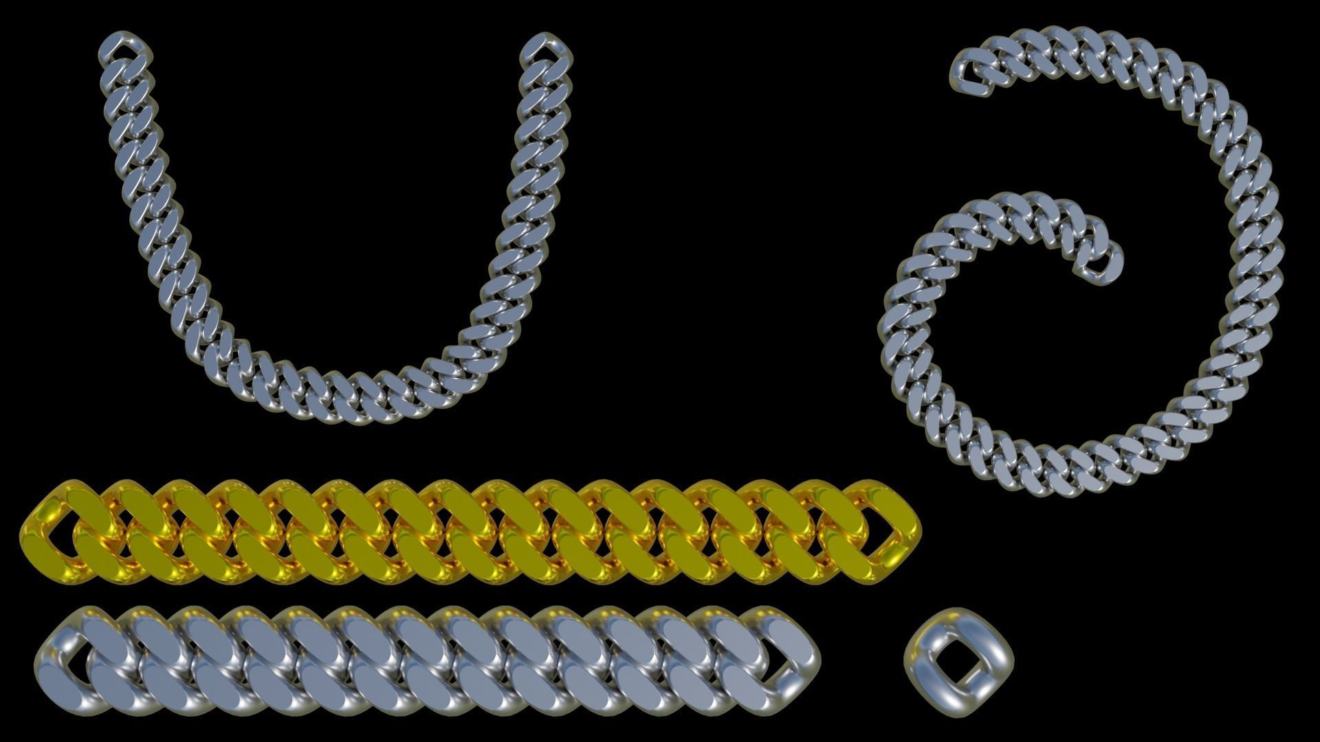 Cuban link chain 3D model 3D printable | CGTrader