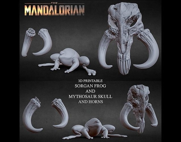 3D PRINTABLE MYTHOSAUR SKULL HORNS SORGAN FROG THE MANDALORIAN 3D model ...