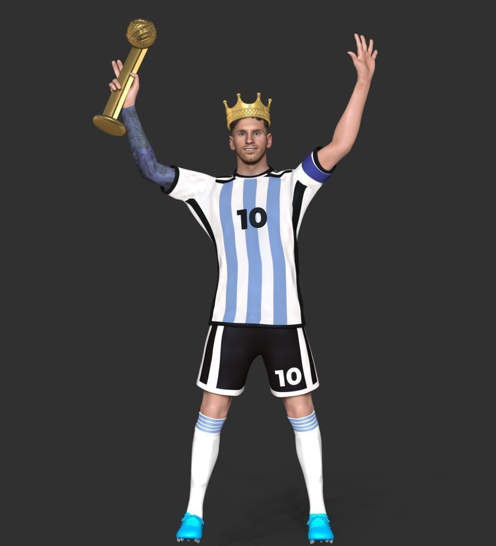 King Messi 3D model 3D printable | CGTrader