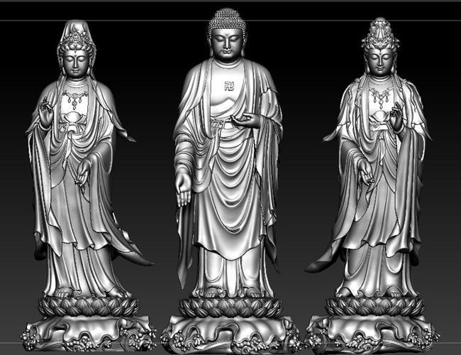 Western Three Saint Buddhas 3D model 3D printable | CGTrader