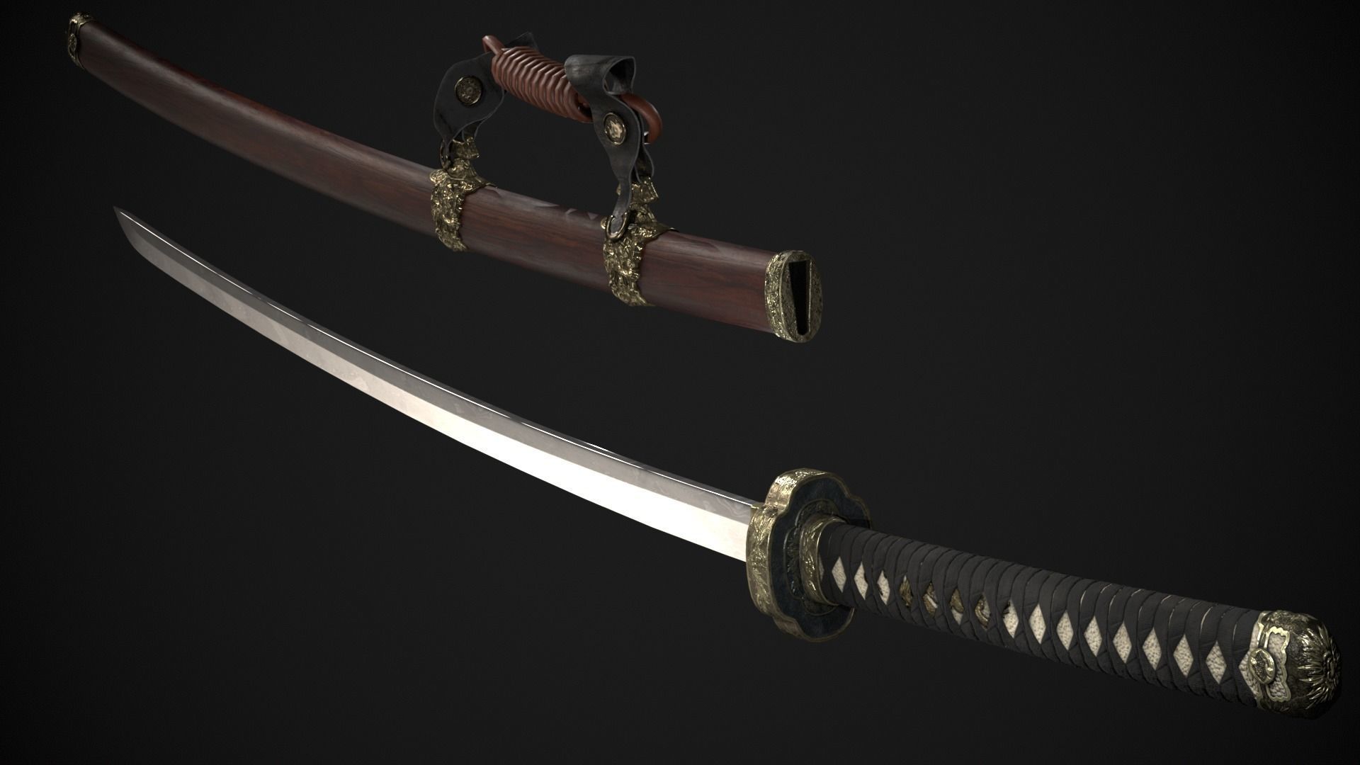 3D model Japanese Katana Tachi VR / AR / low-poly | CGTrader