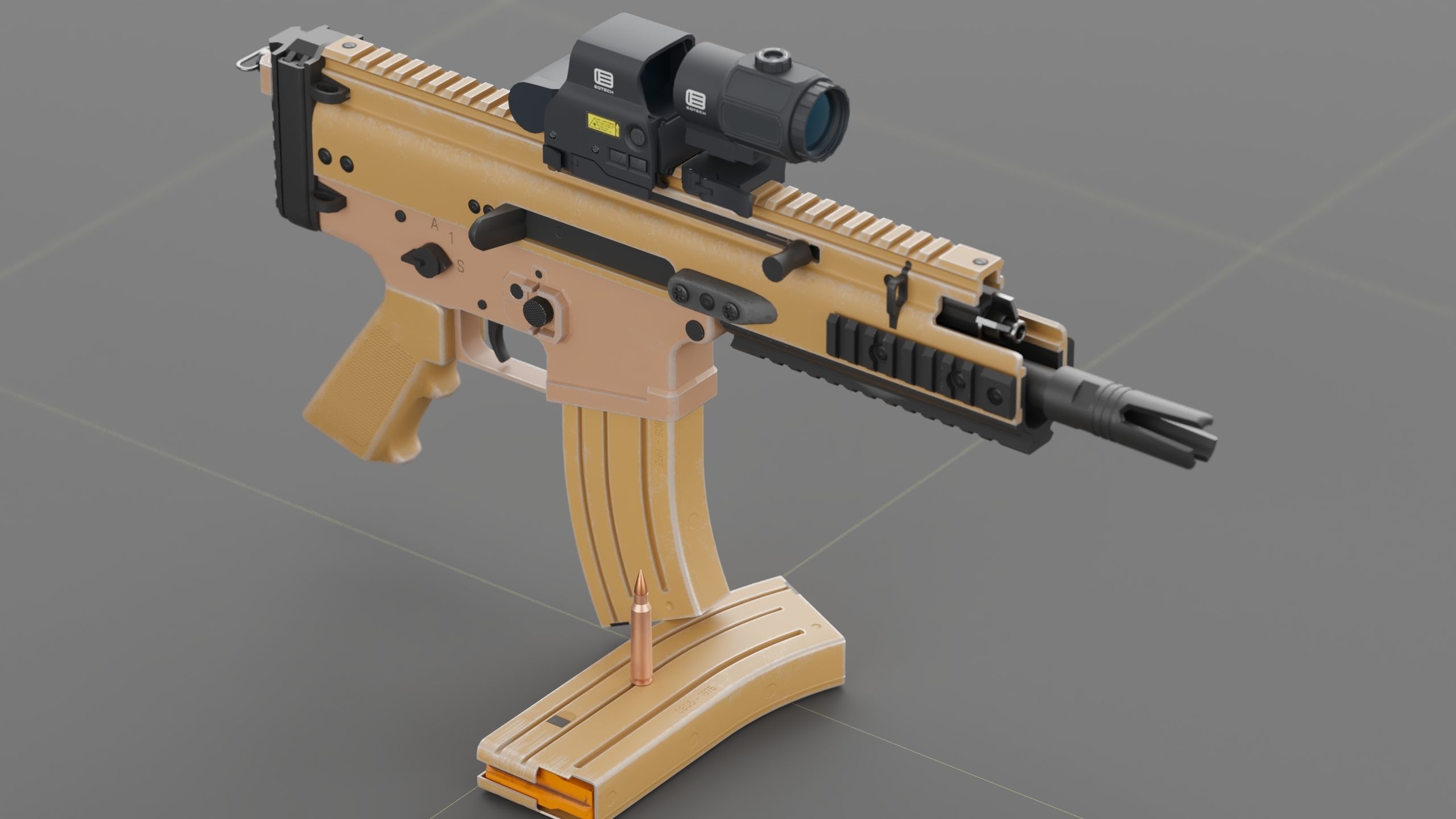3D model FN Scar 15P with Eotech Optics VR / AR / low-poly | CGTrader