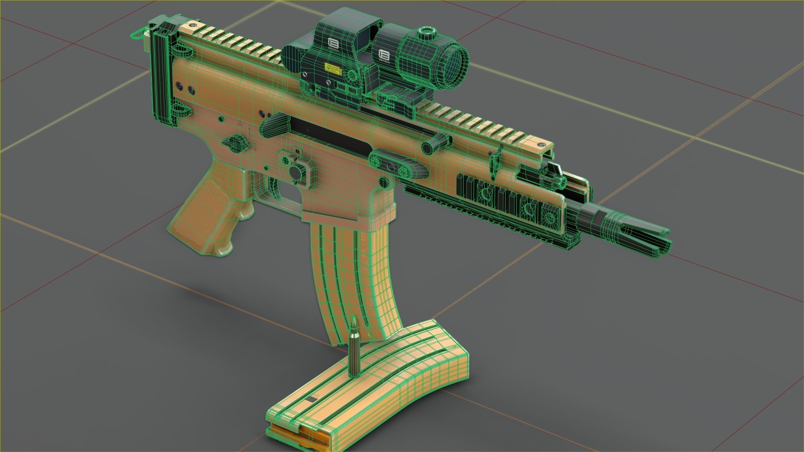 3D model FN Scar 15P with Eotech Optics VR / AR / low-poly | CGTrader