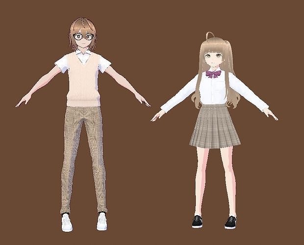 3D model Vroid 3D 2 anime character Model Low-poly 3D model VR / AR ...