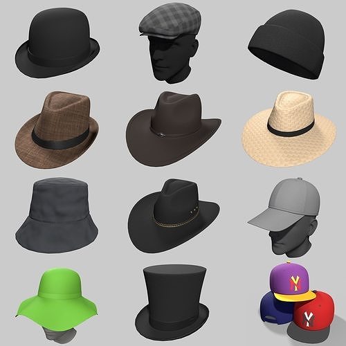 Hats Pack Collection Realistic Gameready VR / AR / low-poly | CGTrader