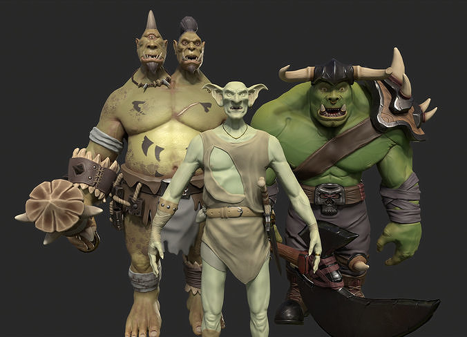 3D Model Collection Fantasy Characters Pack Orc Ogre and Goblin VR / AR / low-poly | CGTrader