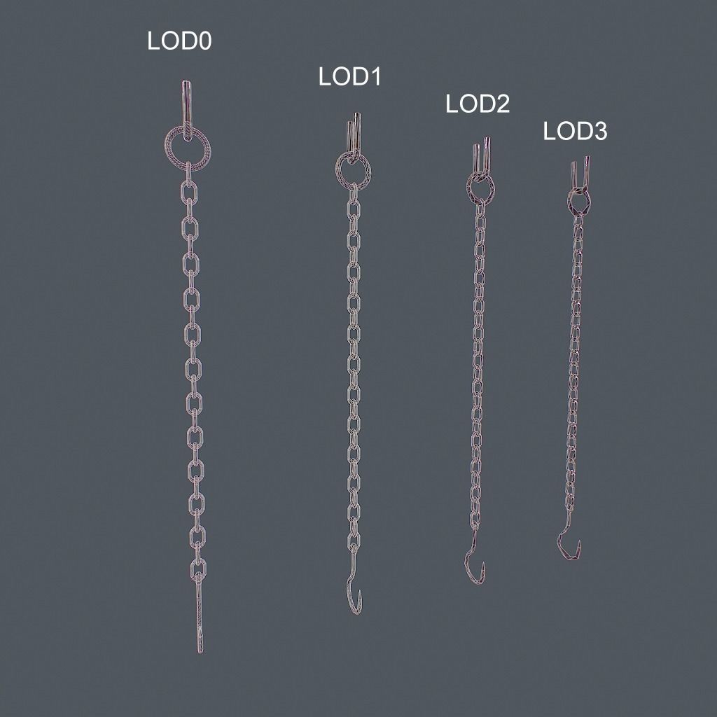 3D model Old Chain with Hook VR / AR / low-poly | CGTrader