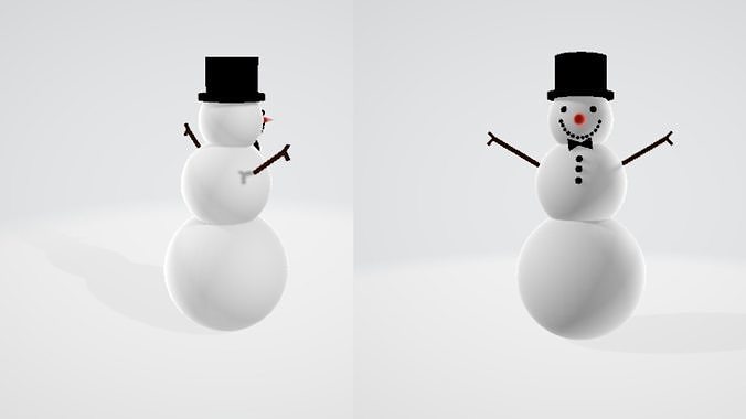 3d snowman model wearing top hat 3D model | CGTrader