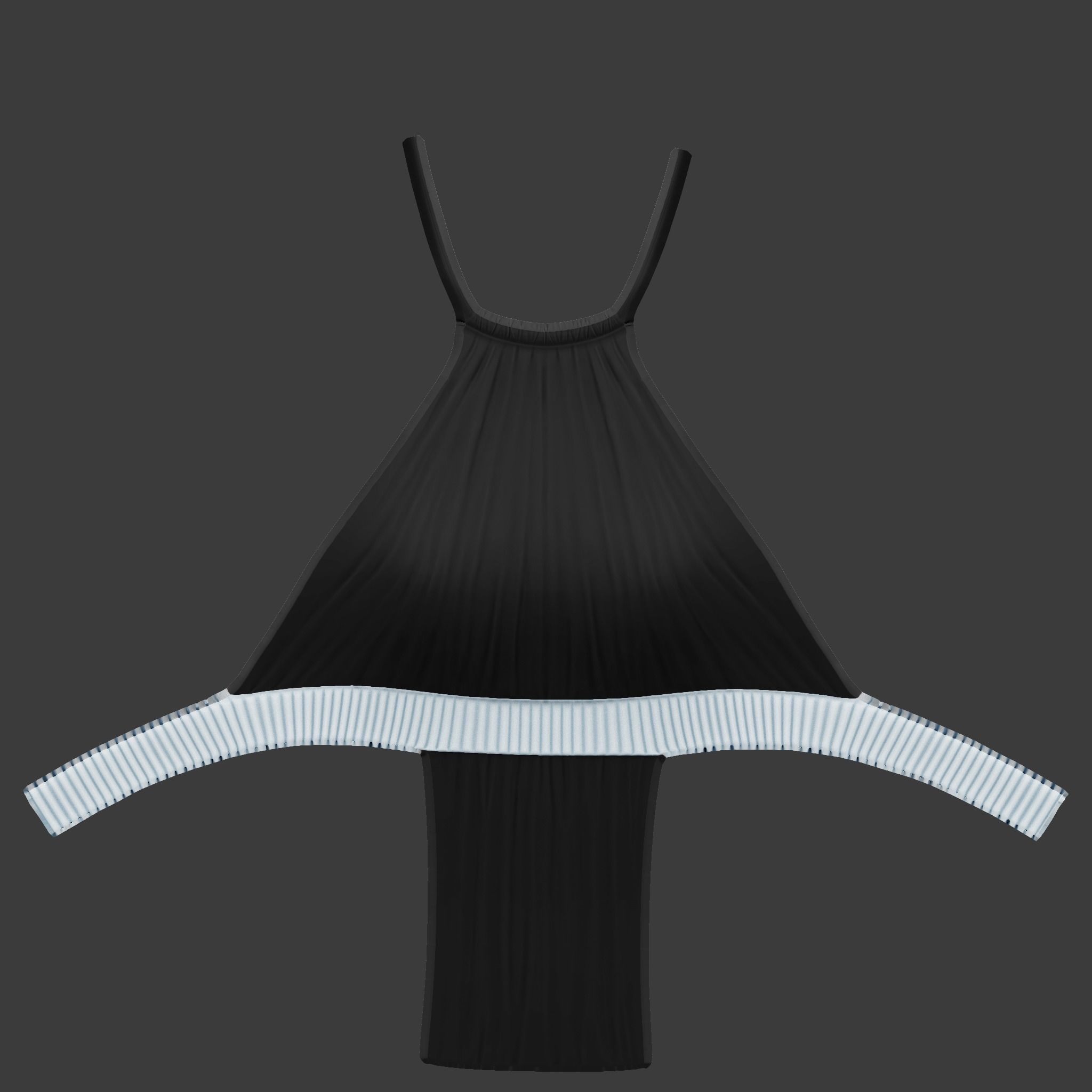 3D model Collar Neck Long Front Black Midriff Top VR / AR / low-poly ...