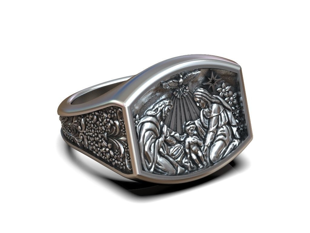 Ring Baby Jesus nativity Star of Bethlehem Hail Mary Joseph 3D model 3D ...