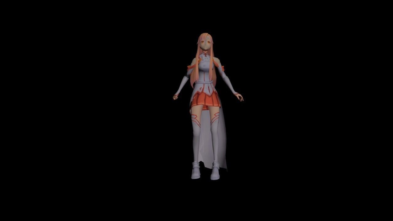 Asuna Yuuki - Idle Low Poly Rigged free VR / AR / low-poly 3D model ...