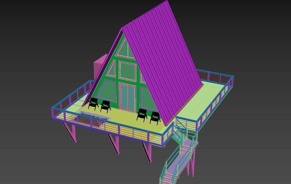 A frame house model 3ds max render lumion floor plans autocad 3D model ...
