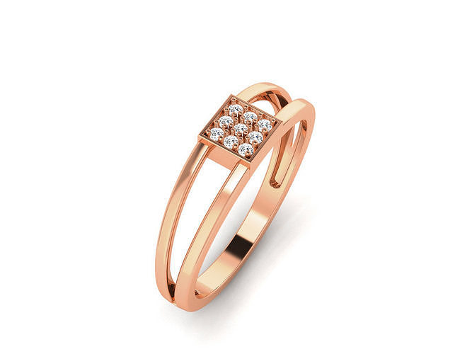 Square Ultra light wt minimalist Women Ring 3dm renders detail 3D model ...