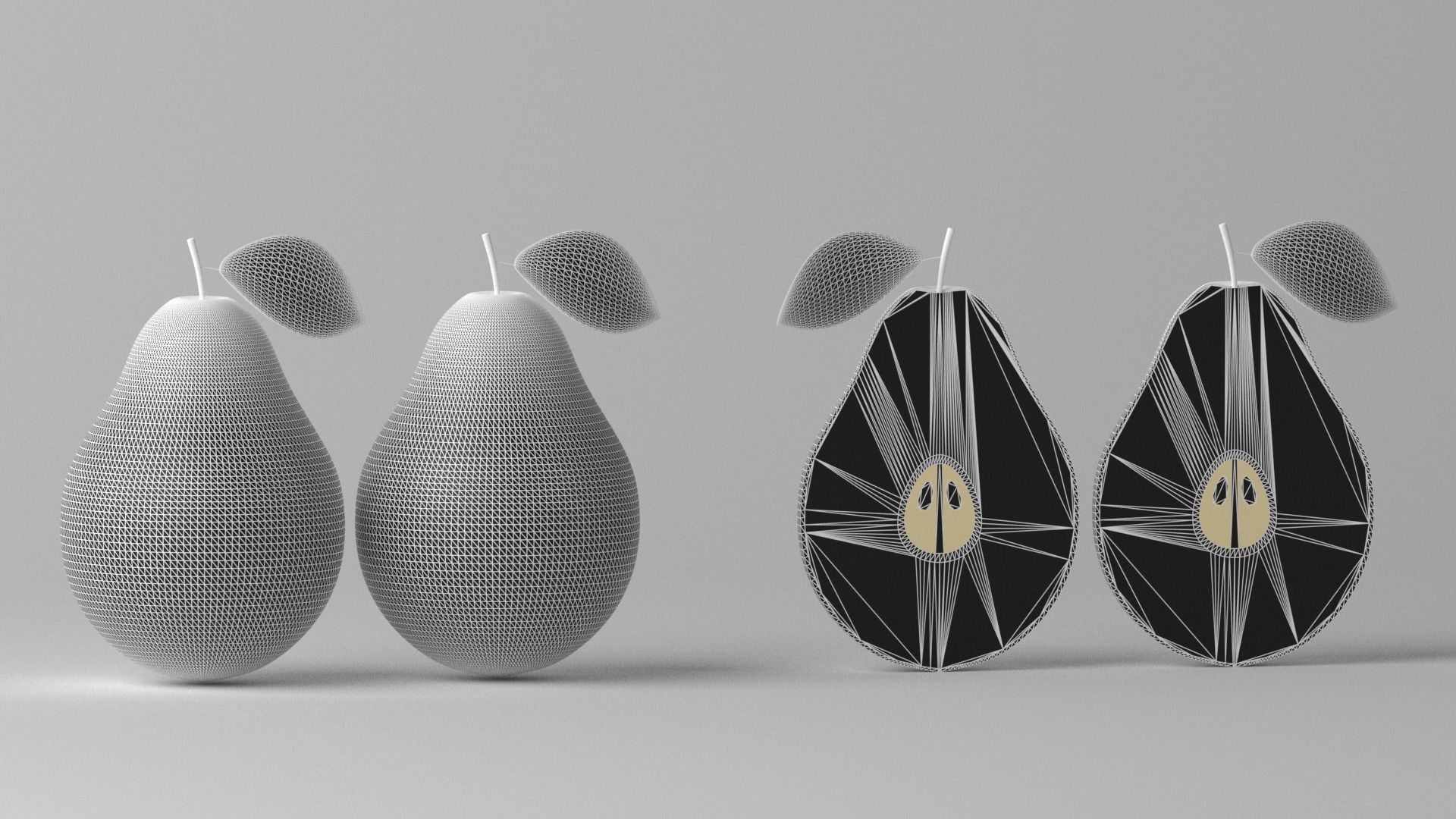 3D model Cartoon Pear Fruit and Slice VR / AR / low-poly | CGTrader