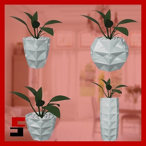 Abstract Planters Rectangles Flowerpot Pot 3D model 3D printable | CGTrader