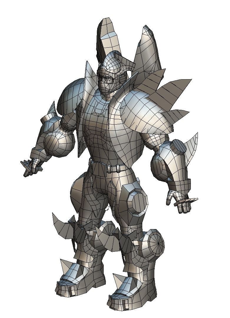 3D model Low Poly Man Cartoon Heavy Armor Character VR / AR / low-poly ...