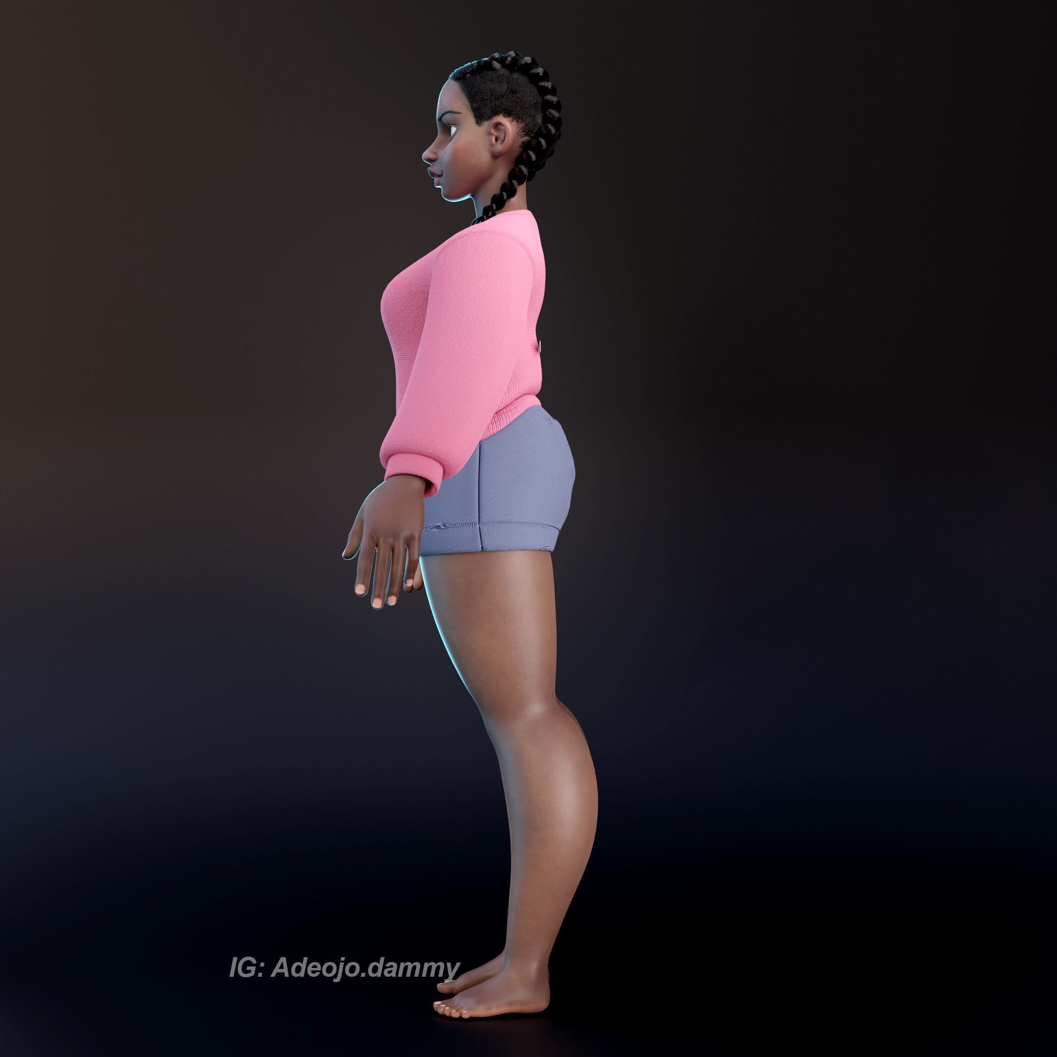 Stylized Female Character 3D model rigged | CGTrader