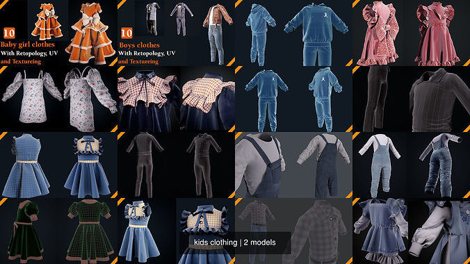 kids clothing 3D Model Collection | CGTrader