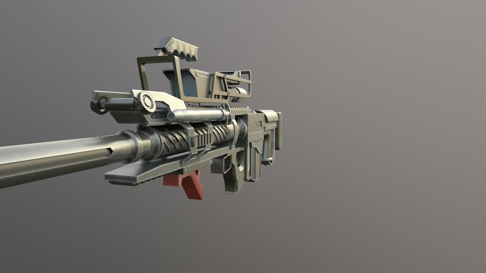 3D model Sci Fi LowPoly model of a heavy anti-materiel sniper rifle VR ...