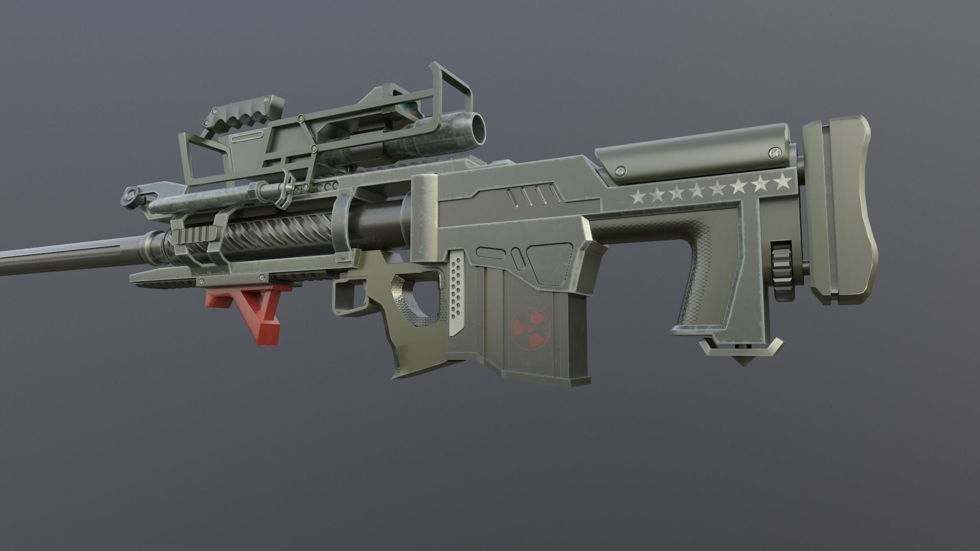 3D model Sci Fi LowPoly model of a heavy anti-materiel sniper rifle VR ...