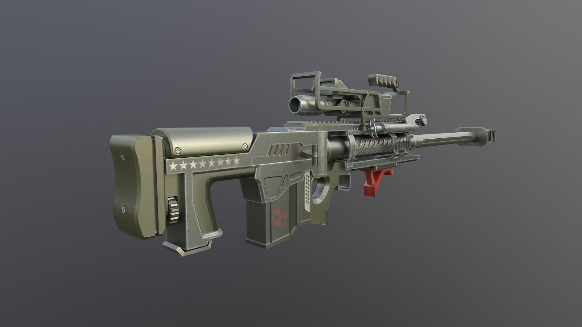 3D model Sci Fi LowPoly model of a heavy anti-materiel sniper rifle VR ...