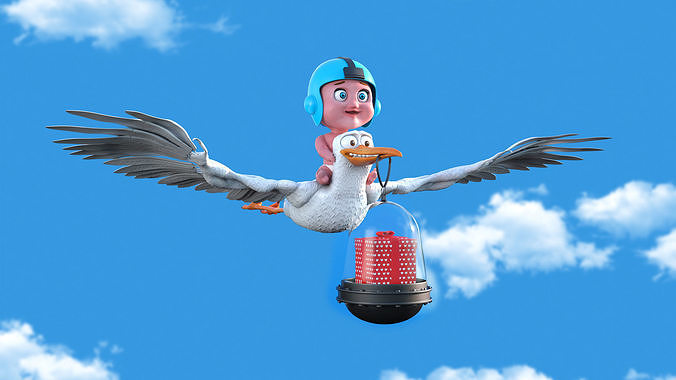 Cartoon Stork 3D model 3D model | CGTrader