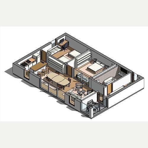 Apartment 100m2 - Revit 3D model | CGTrader