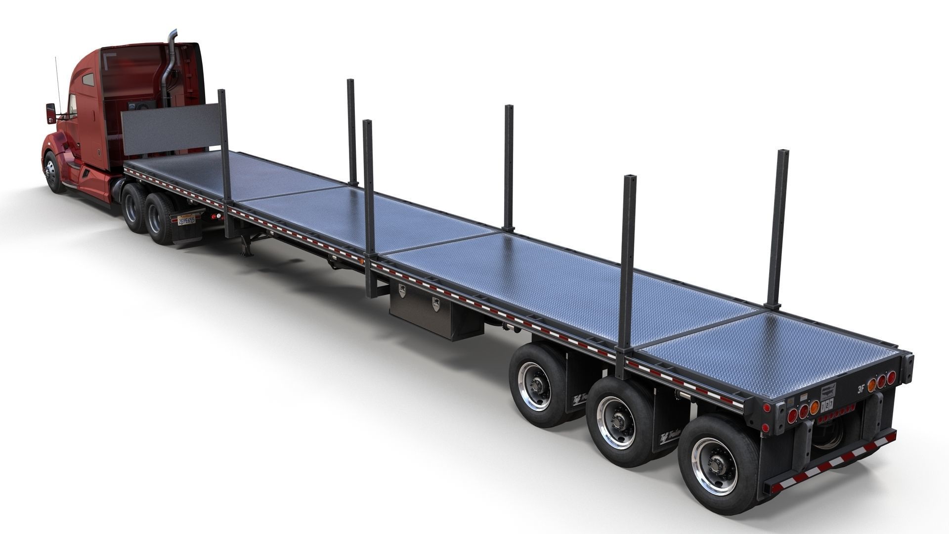 3D model Kenworth T680 flatbed trailer VR / AR / low-poly | CGTrader