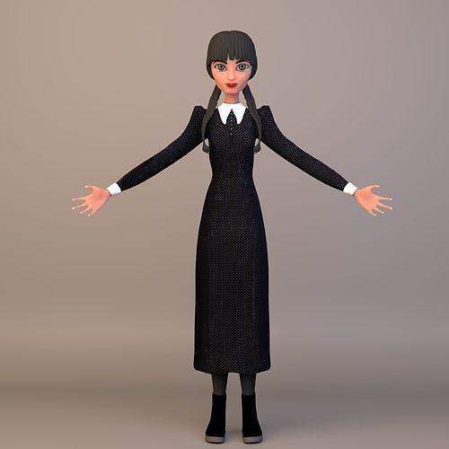 3D model Wednesday girl VR / AR / low-poly | CGTrader