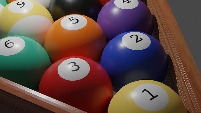 High Quality Pool Set - 16 Balls - Rack - Cue 3D model | CGTrader