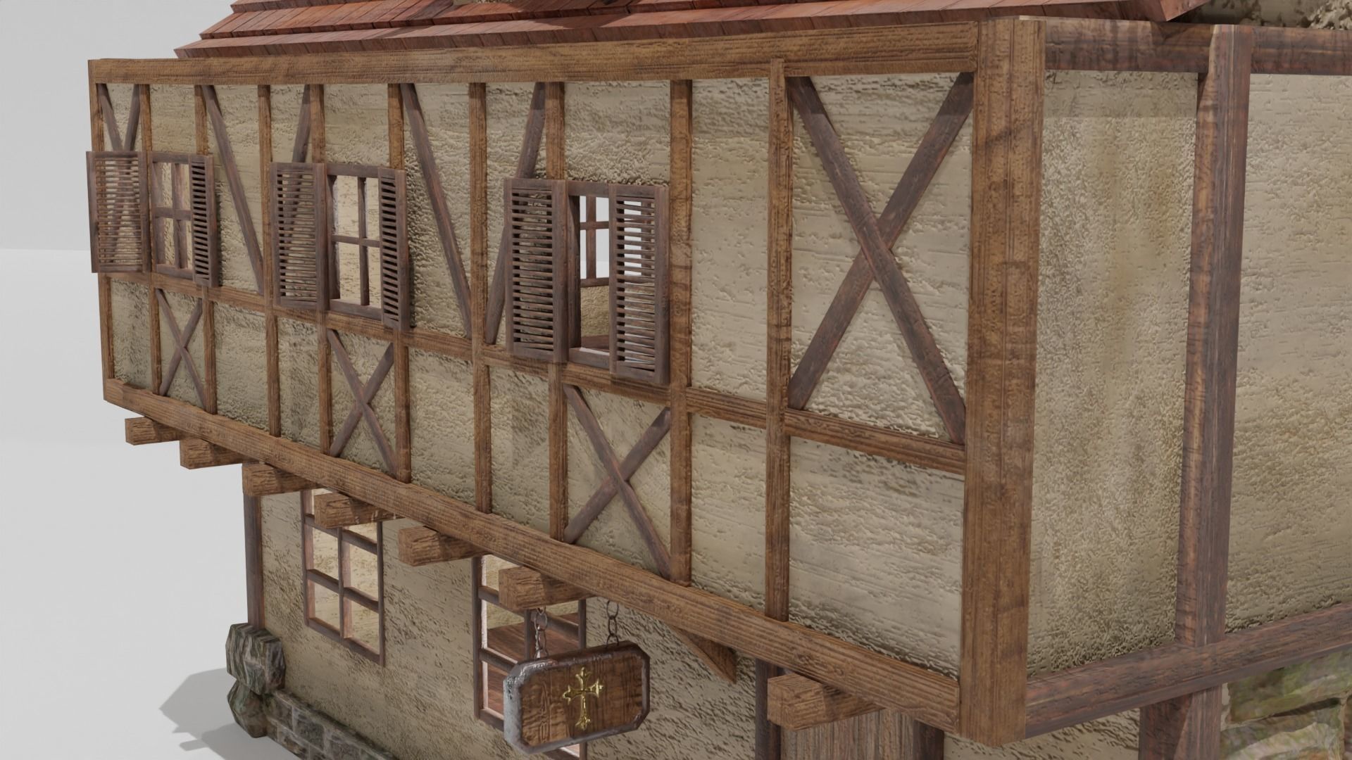 3D model MEDIEVAL DOUBLE STOREY COTTAGE HOUSE VR / AR / low-poly | CGTrader