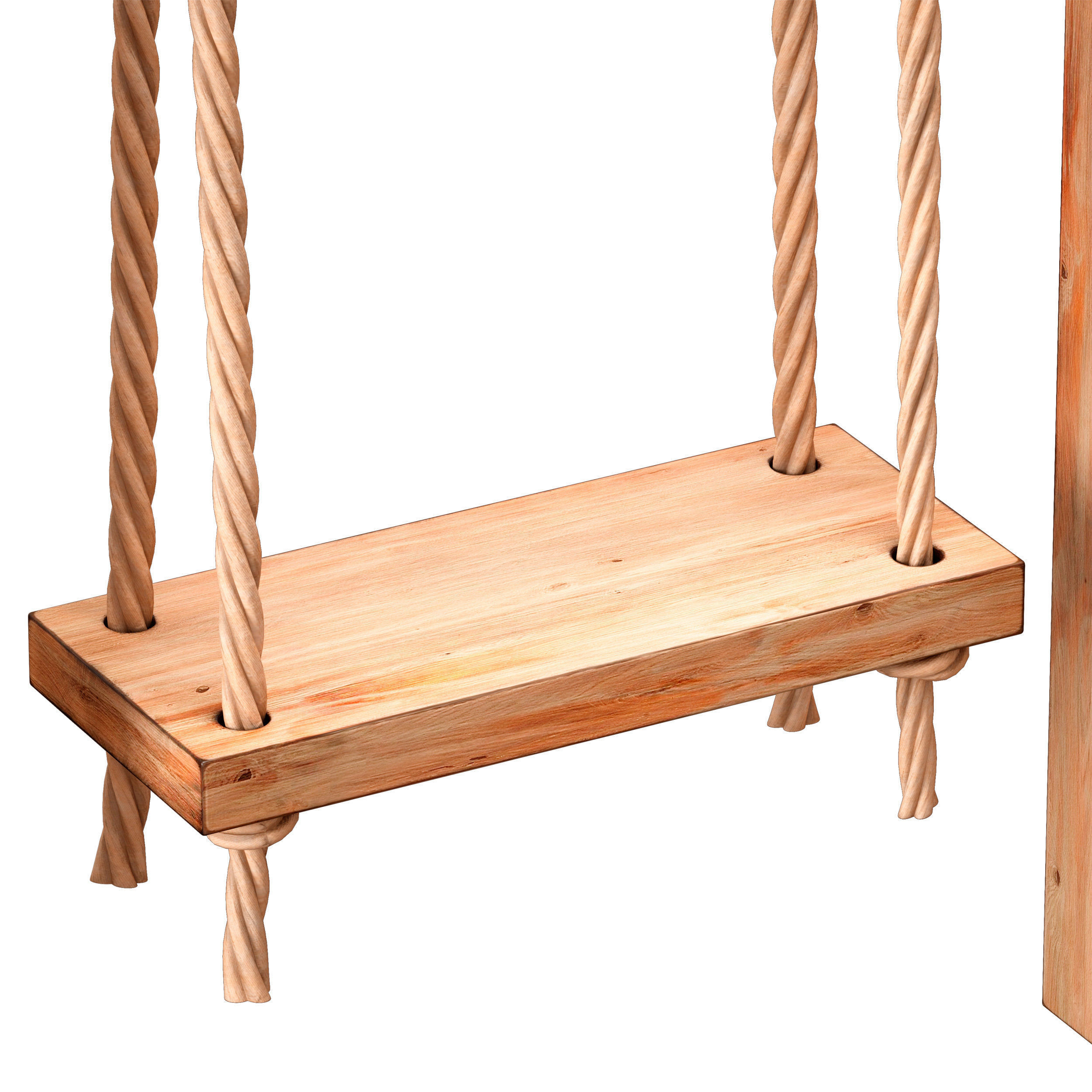 Outdoor wooden rope swing on ropes 3D model | CGTrader