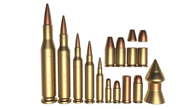 Bullets Collection group of brass 3D model | CGTrader