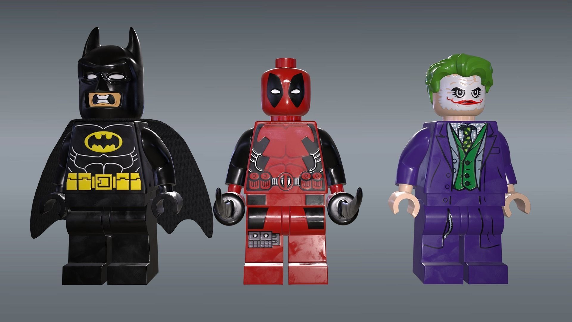 3D model LEGO Minifigure 3D model - Batman-Joker-Deadpool VR / AR / low ...