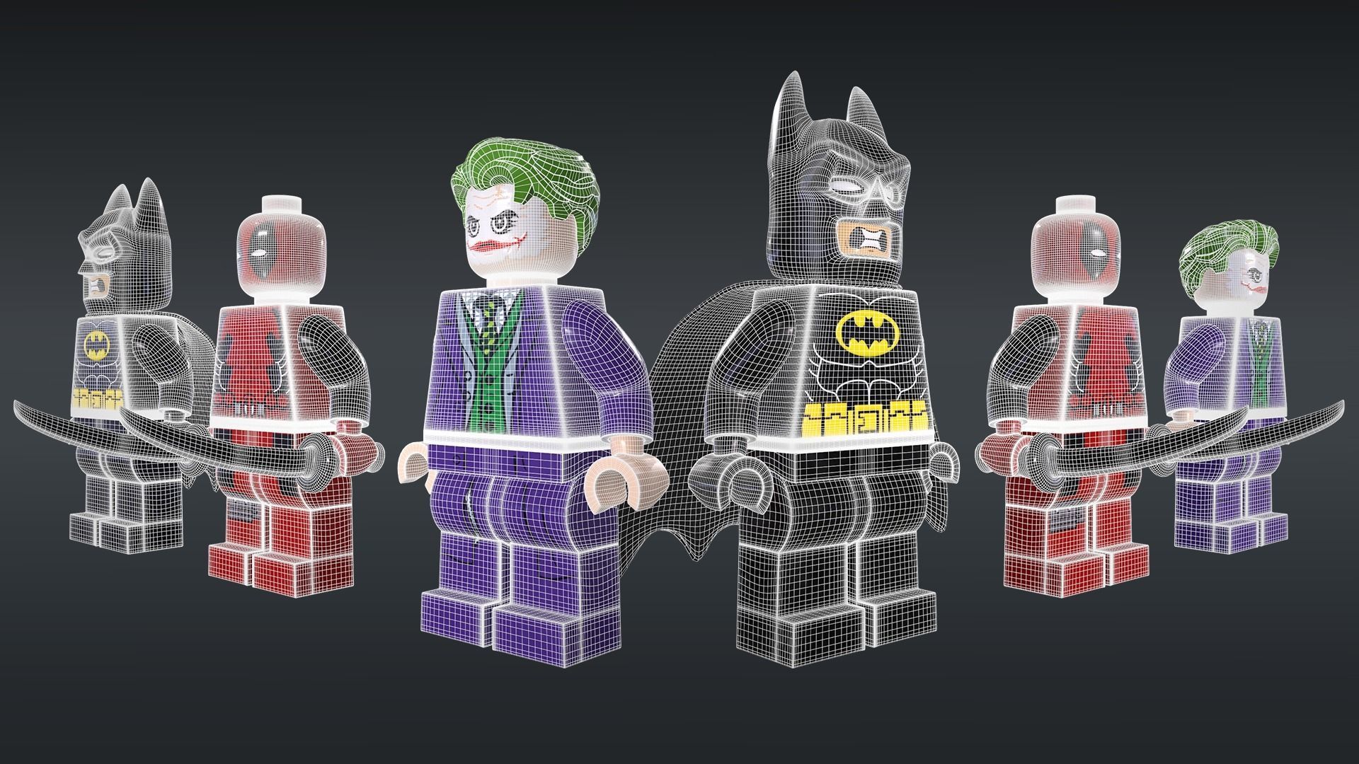 3D model LEGO Minifigure 3D model - Batman-Joker-Deadpool VR / AR / low ...