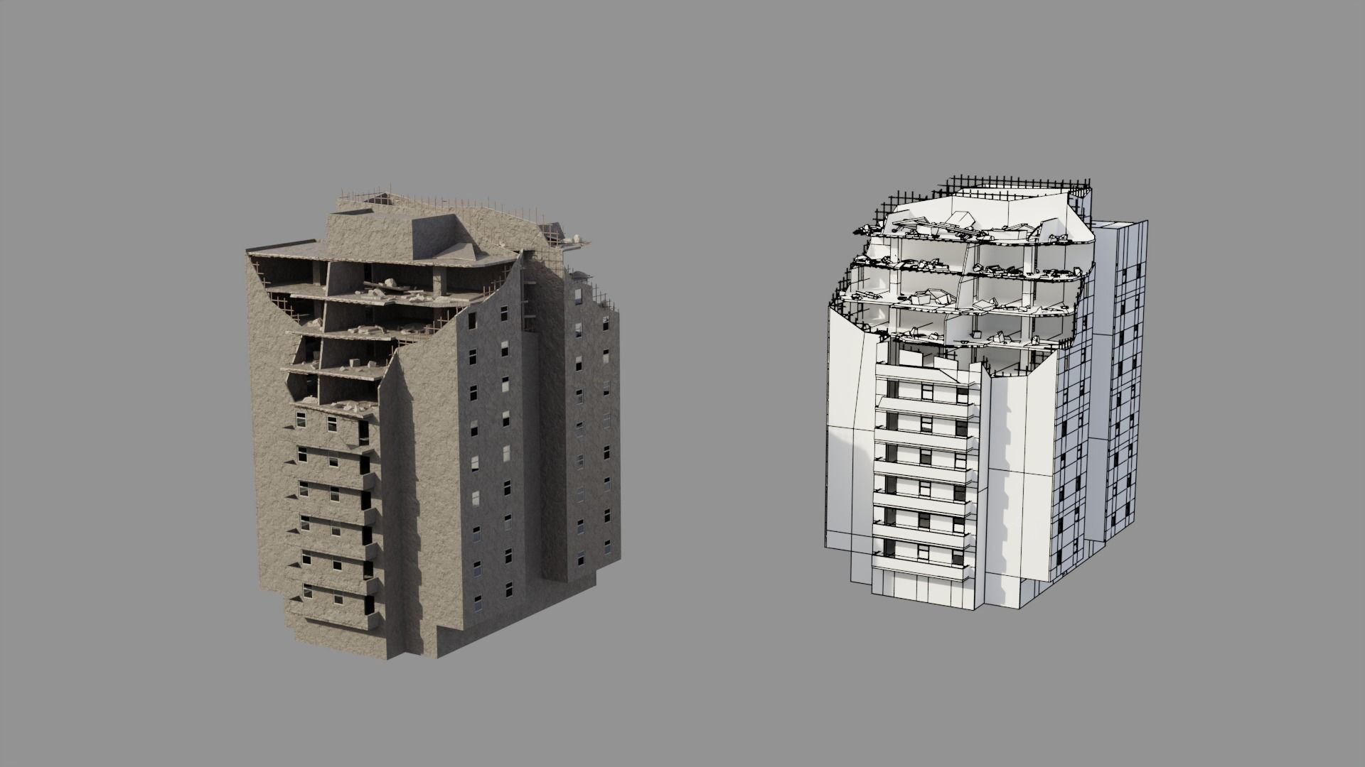 Post Apocalyptic Ruined City 2 3D model | CGTrader