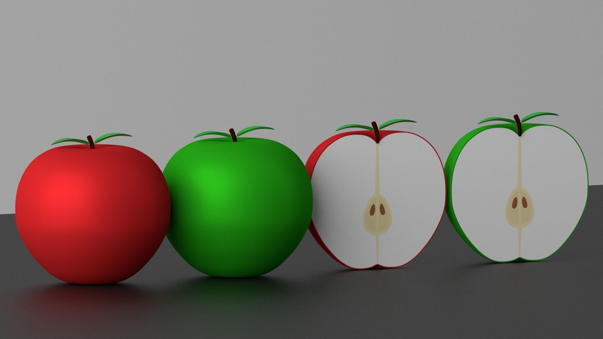 3D model Cartoon Apple Fruit and Slice VR / AR / low-poly | CGTrader