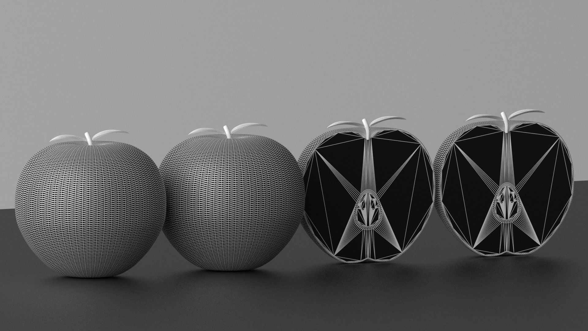 3D model Cartoon Apple Fruit and Slice VR / AR / low-poly | CGTrader