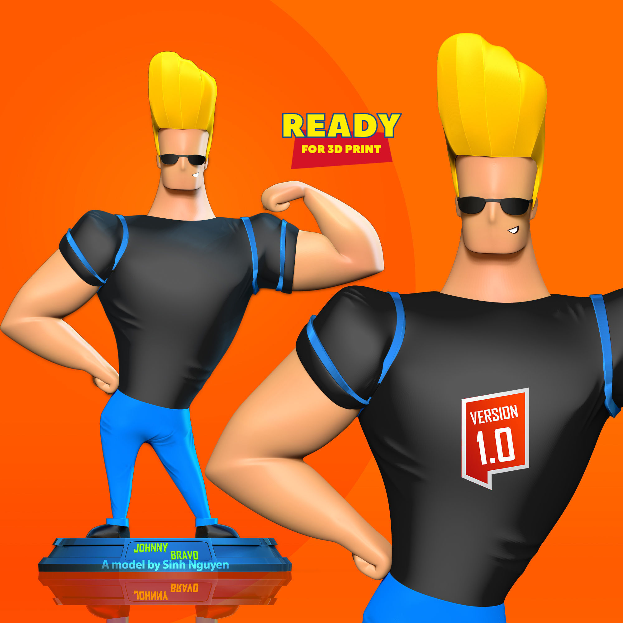Johnny Bravo 3D model 3D printable | CGTrader