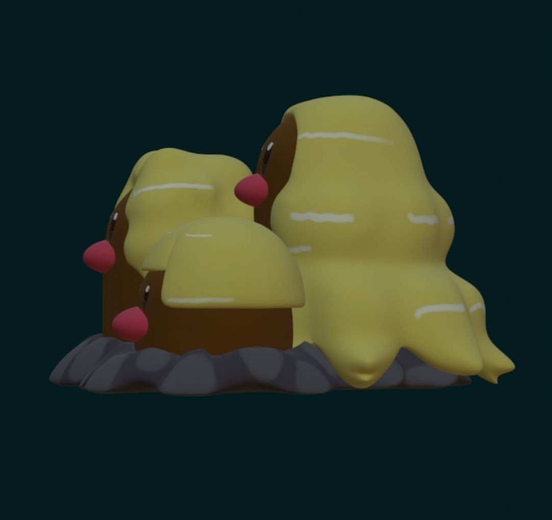 ALOLAN DUGTRIO POKEMON 3D model 3D printable | CGTrader