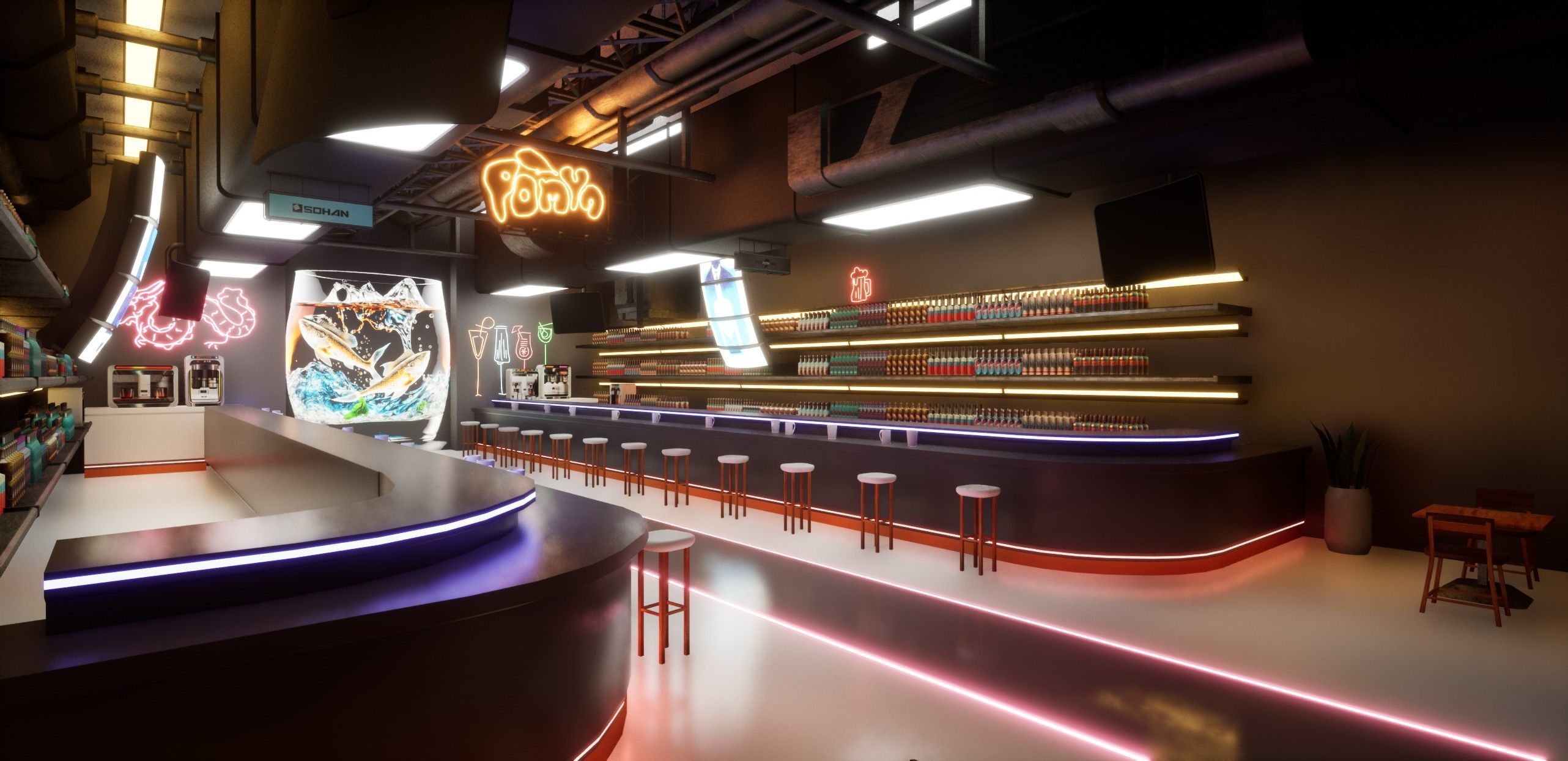 Cyberpunk Bar 3D model | CGTrader
