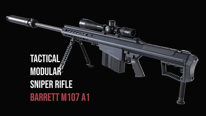 3D model Tactical Modular Anti materiel sniper rifle Barrett M107A1 VR / AR / low-poly | CGTrader
