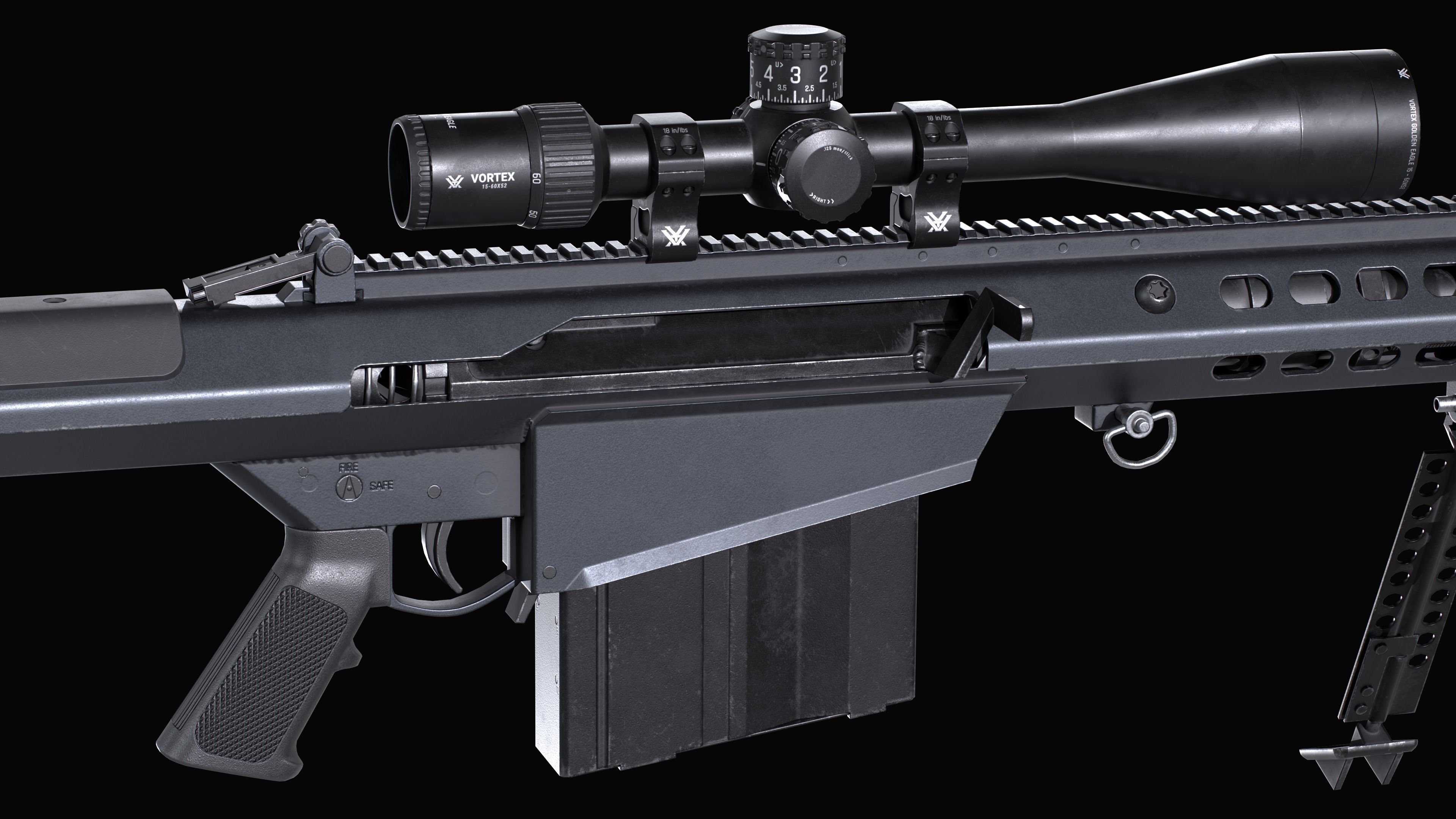 3D model Tactical Modular Anti materiel sniper rifle Barrett M107A1 VR ...