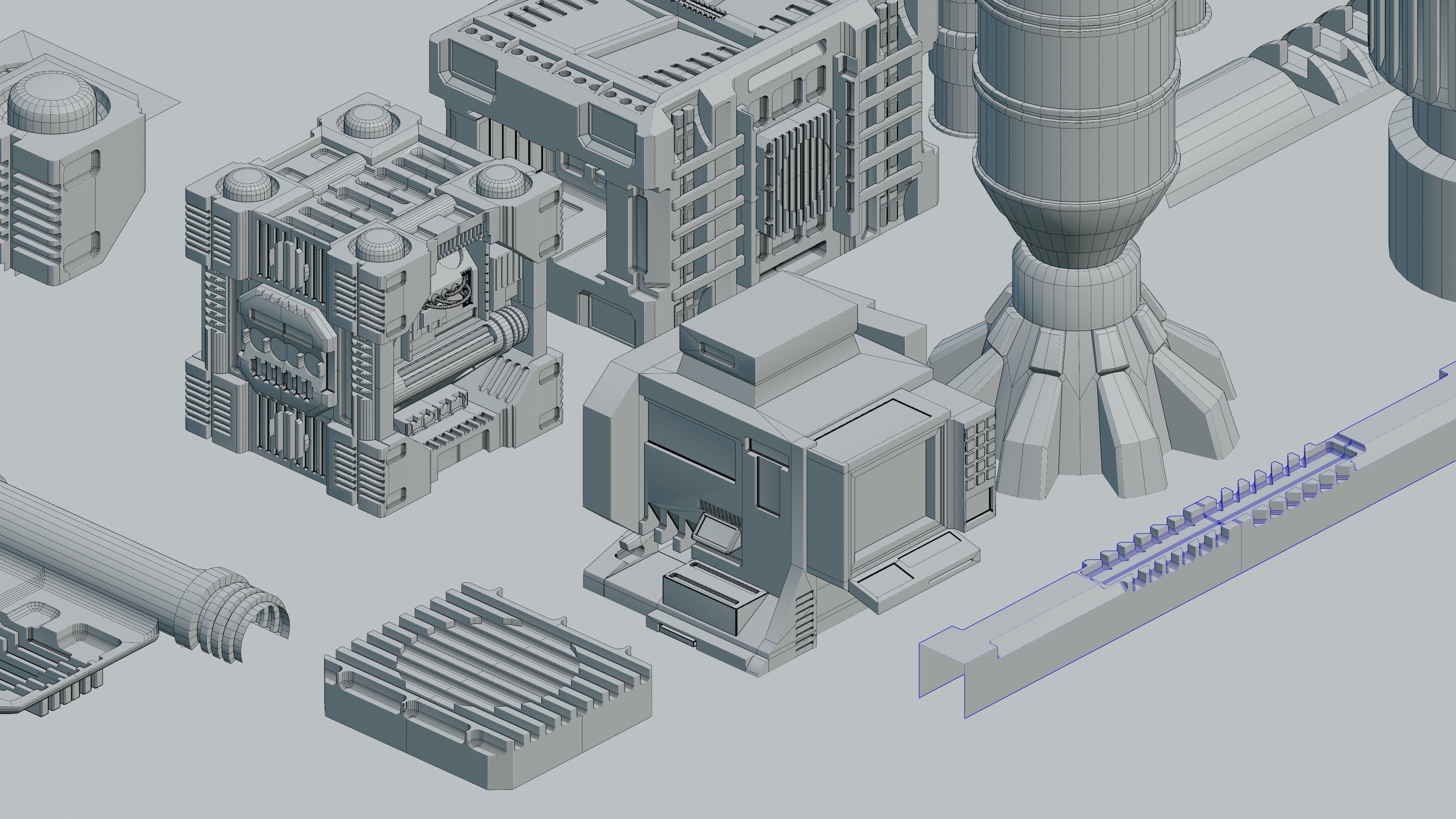 3D model Cyberpunk Mechanical Parts VR / AR / low-poly | CGTrader