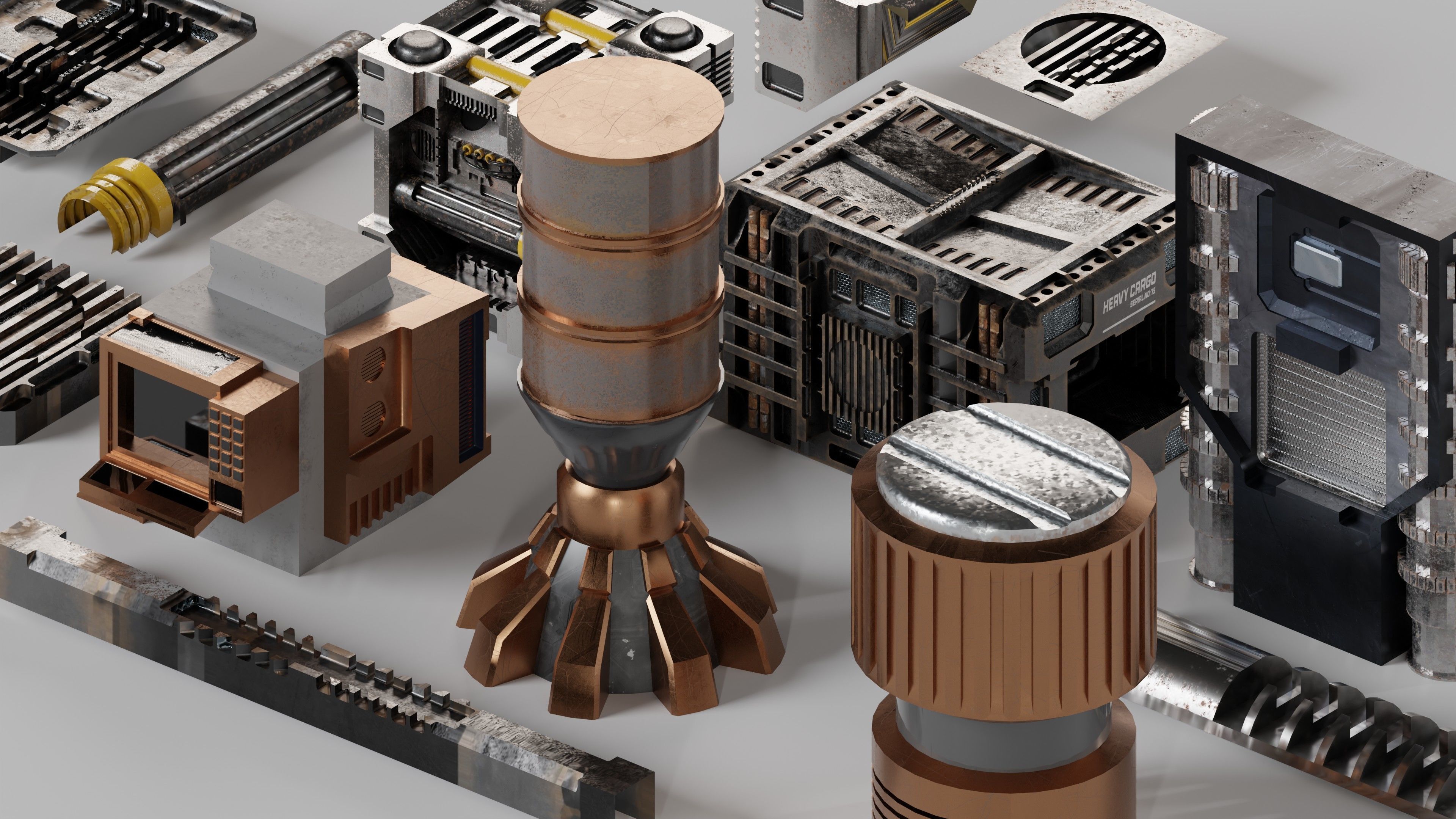 3D model Cyberpunk Mechanical Parts VR / AR / low-poly | CGTrader