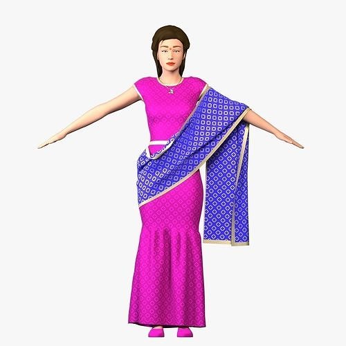3D model Indian Woman in saree VR / AR / low-poly | CGTrader