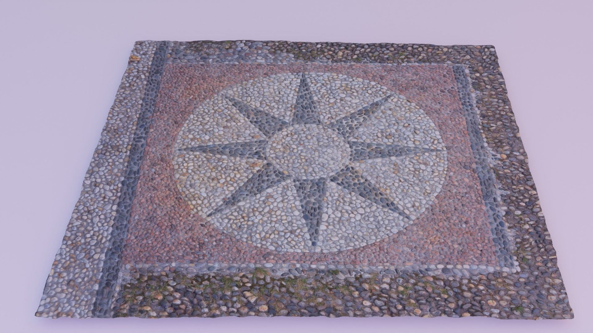Pebble stone mosaic sidewalk raw scan 3D model | CGTrader