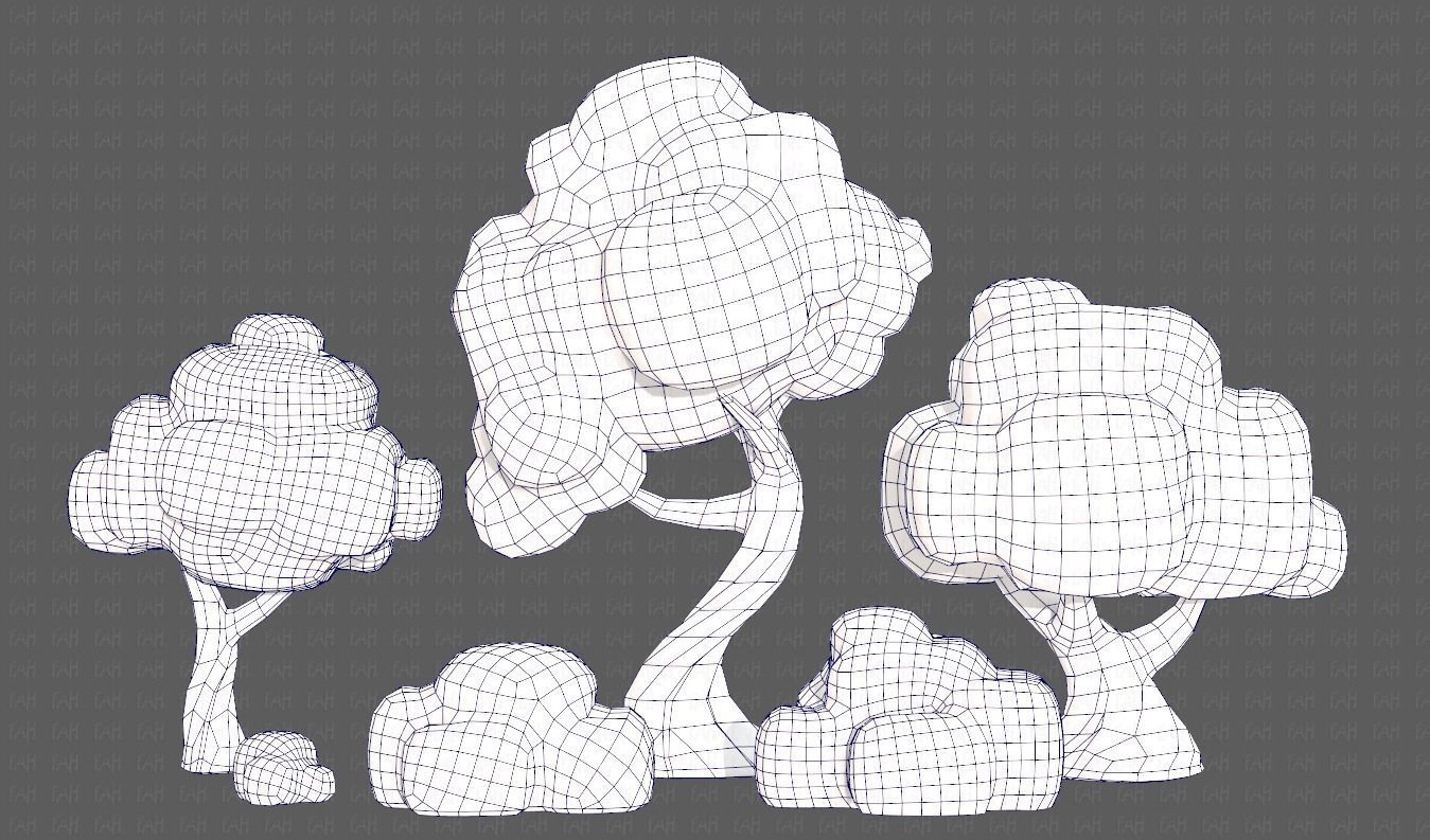 3D model Trees Cartoon V15 VR / AR / low-poly | CGTrader